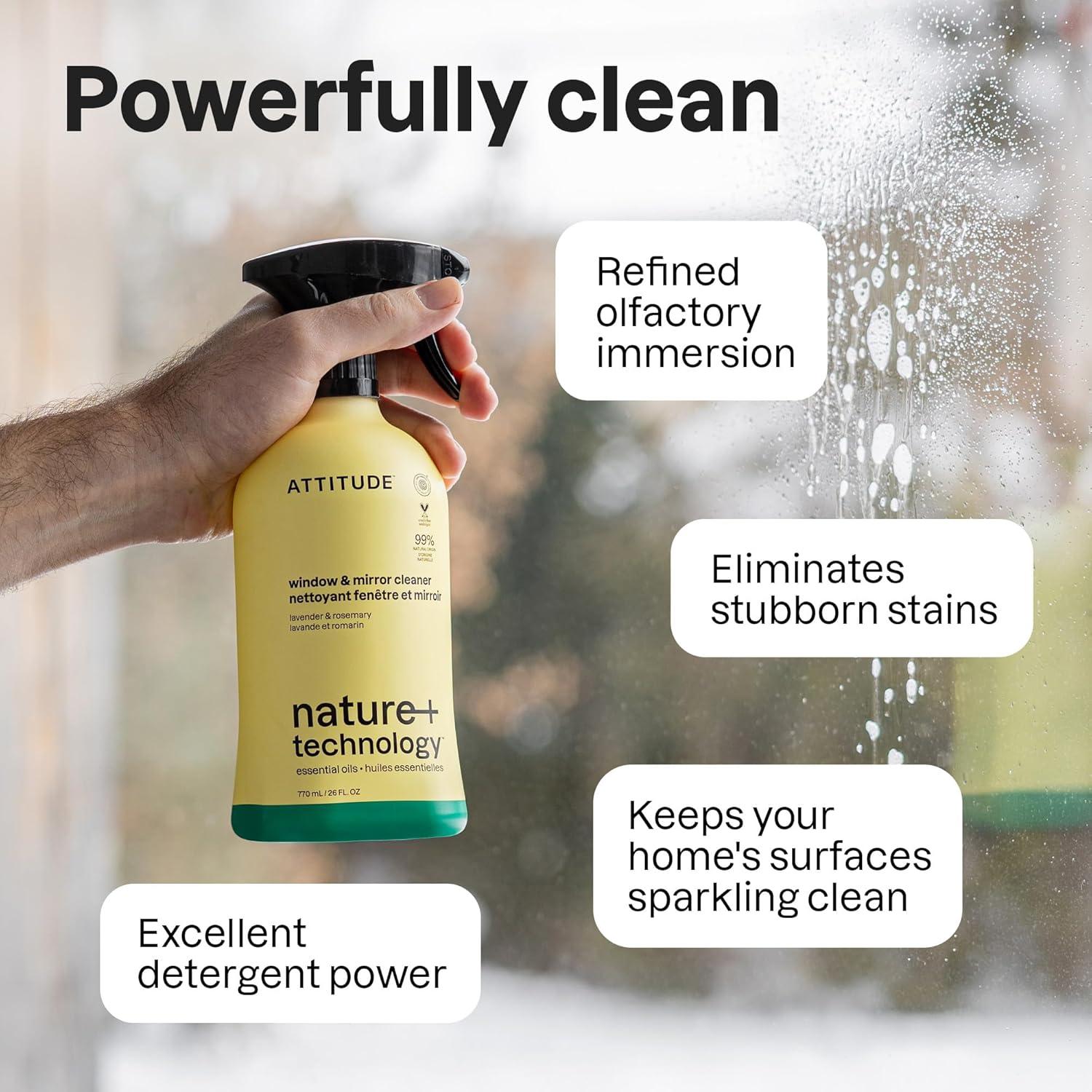 ATTITUDE Window & Mirror Cleaner Spray, Plant-Based Ingredients, EWG ...